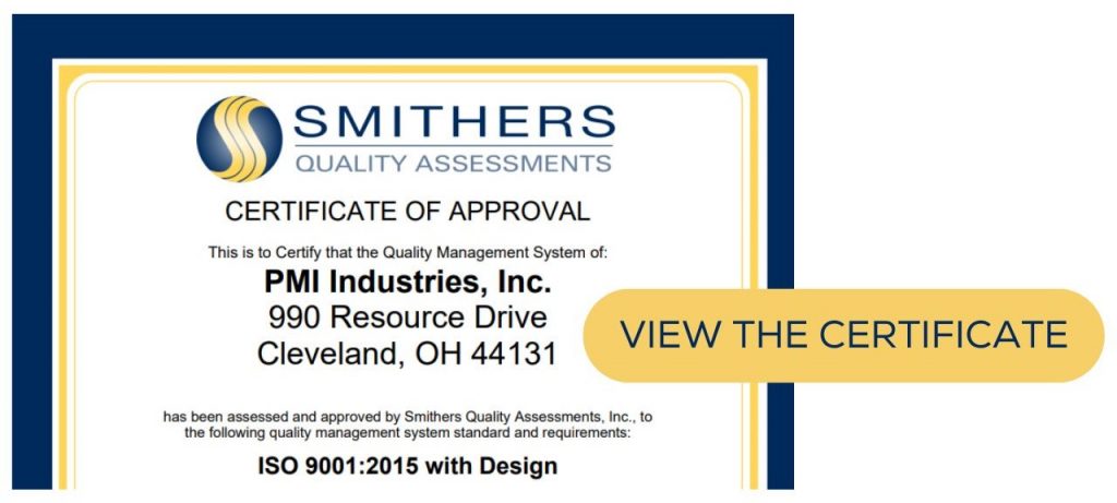 PMI Industries, Inc. Receives ISO 9001:2015 with Design Recertification ...